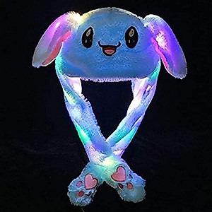 ZCINT Bunny Hat Funny Plush Bunny Hats Ear Moving Jumping Hat Plush Rabbit Hat Kids Adult Christmas Party Cosplay Cute Animal Hats (Blue-2)