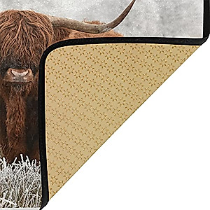 Area Rug Scottish Highland Cow Non-Slip Washable Home Western Decor Indoor Bathroom Kitchen Long Floor Door Mats Festival Party dormate39x20inch