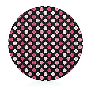 Pink Polka Dot Glass Cutting Board Round Kitchen Decorative Chopping Blocks Mats Food Tray for Men Women