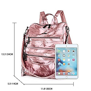 Backpack Purse Women PU Leather ladies fashion shoulder bag Casual Tassel Zipper Angel Kiss Backpacks(Pink)