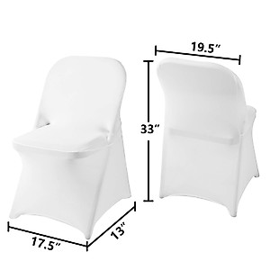 Ascoza 20 Pack White Spandex Folding Chair Covers in Stretch Washable Fabric for Wedding, Party,Holidays,Celebration and Other Special Events