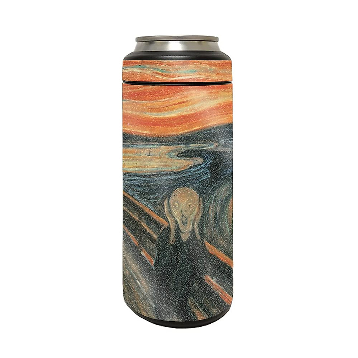 MightySkins Glossy Glitter Skin Compatible with YETI Rambler 12 OZ Colster Slim Can - The Scream | Protective, Durable High-Gloss Glitter Finish | Easy to Apply and Change Styles | Made in The USA