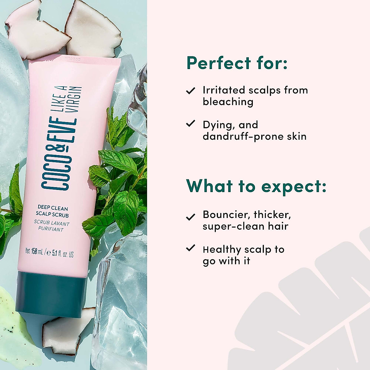 Coco & Eve Like A Virgin Deep Clean Scalp Scrub. Pre Shampoo Scalp Treatment for Dry, Dandruff Prone Skin. Helps Hair Growth. (150ml)