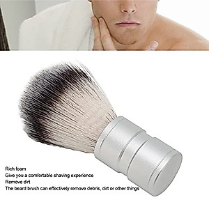 Beard Brush for Men, Stainless Steel Handle Nylon Shaving Brush, Men Shaving Brush for Home and Salon