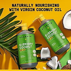 Alaffia Sensitive Skin Body Wash Pack, Everyday Coconut Body Wash for Men & Women, Natural Body Wash with Plant Based Ingredients, Coconut Oil, Coffee, Vitamin E, Purely Coconut (2 Pack-32 Fl Oz Ea)