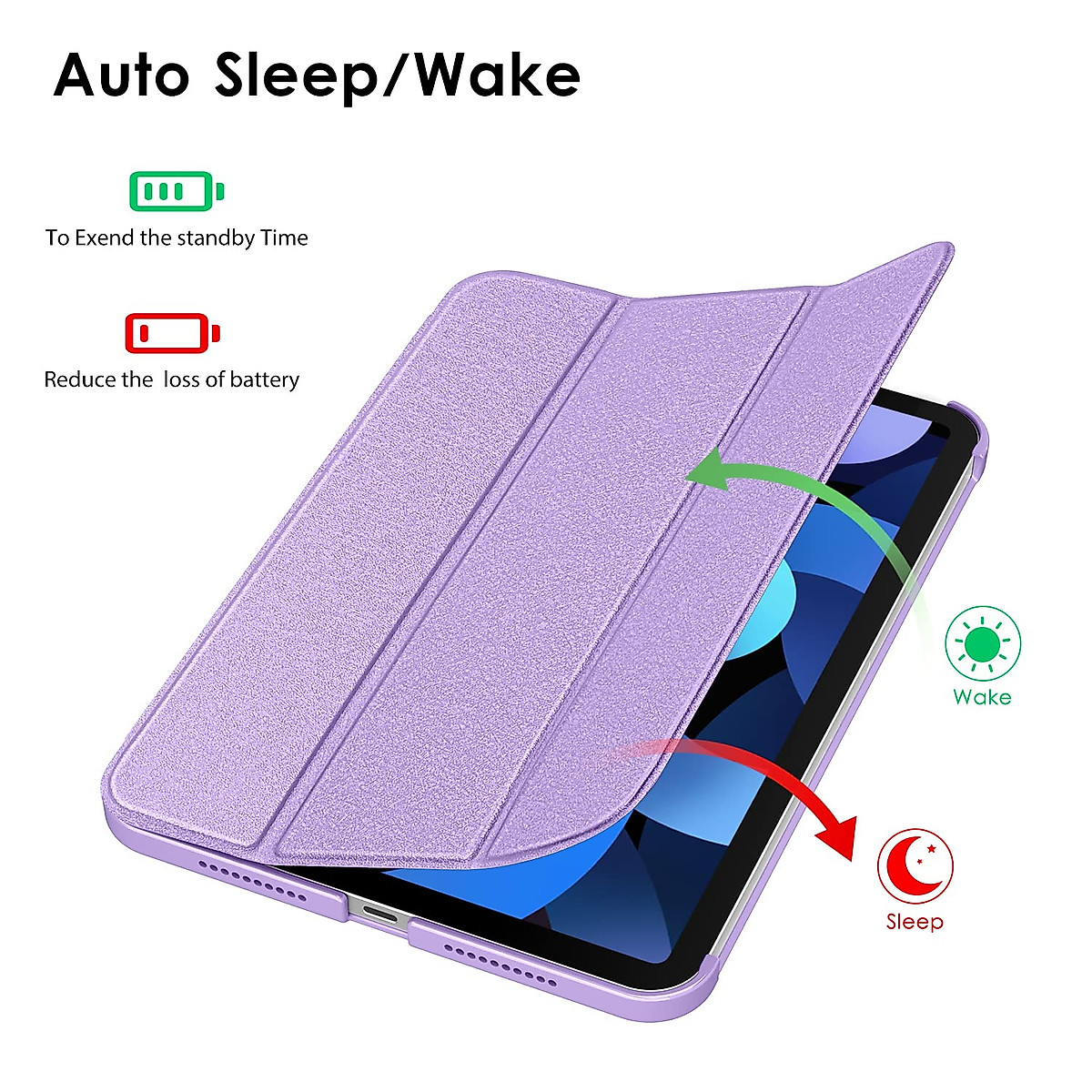 DTTO Case for New iPad Air 11 inch M2 / iPad Air 5th&4th Generation 10.9 Inch, Hard Back Sparkled and Sheen Front Cover for iPad Air Case 2024/2022/2020, Support 2nd Gen Pencil Charging - Purple