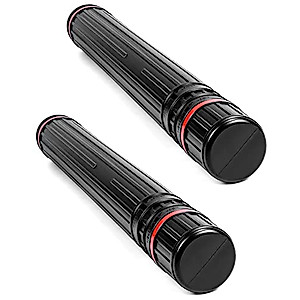 QWORK Drafting Tube, 2 Pack Poster Tube Blueprint Case, 30 5/16" - 44 1/2" Telescoping Art Tube Large Storage Tube Holder, Diameter-3 15/16", for Draft Sketch Documents