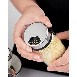 Verdental 7 oz Salt Pepper Shakers with Adjustable Outlet Holes Clear Glass Shaker Bottles Spice Seasoning Cans for Kitchen Decor and Home Restaurant BBQ Camping Farmhouse Kitchen Accessories (200ml)