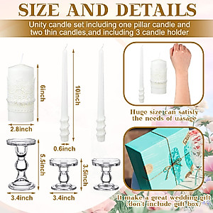 Irenare 3 Unity Candles with Candle Holder for Wedding Ceremony Wedding Accessories for Reception Ceremony Decorative Glass Candle Holder Pillar Candle for Formal Events Wedding Church (Classic Style)