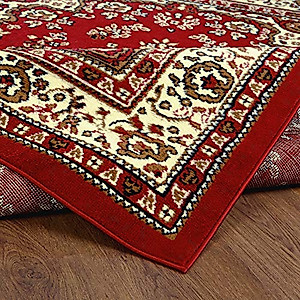 Antep Rugs Kashan King Collection HIMALAYAS Oriental Area Rug Maroon and Beige - Maroon and Beige - 6'7" x 9'