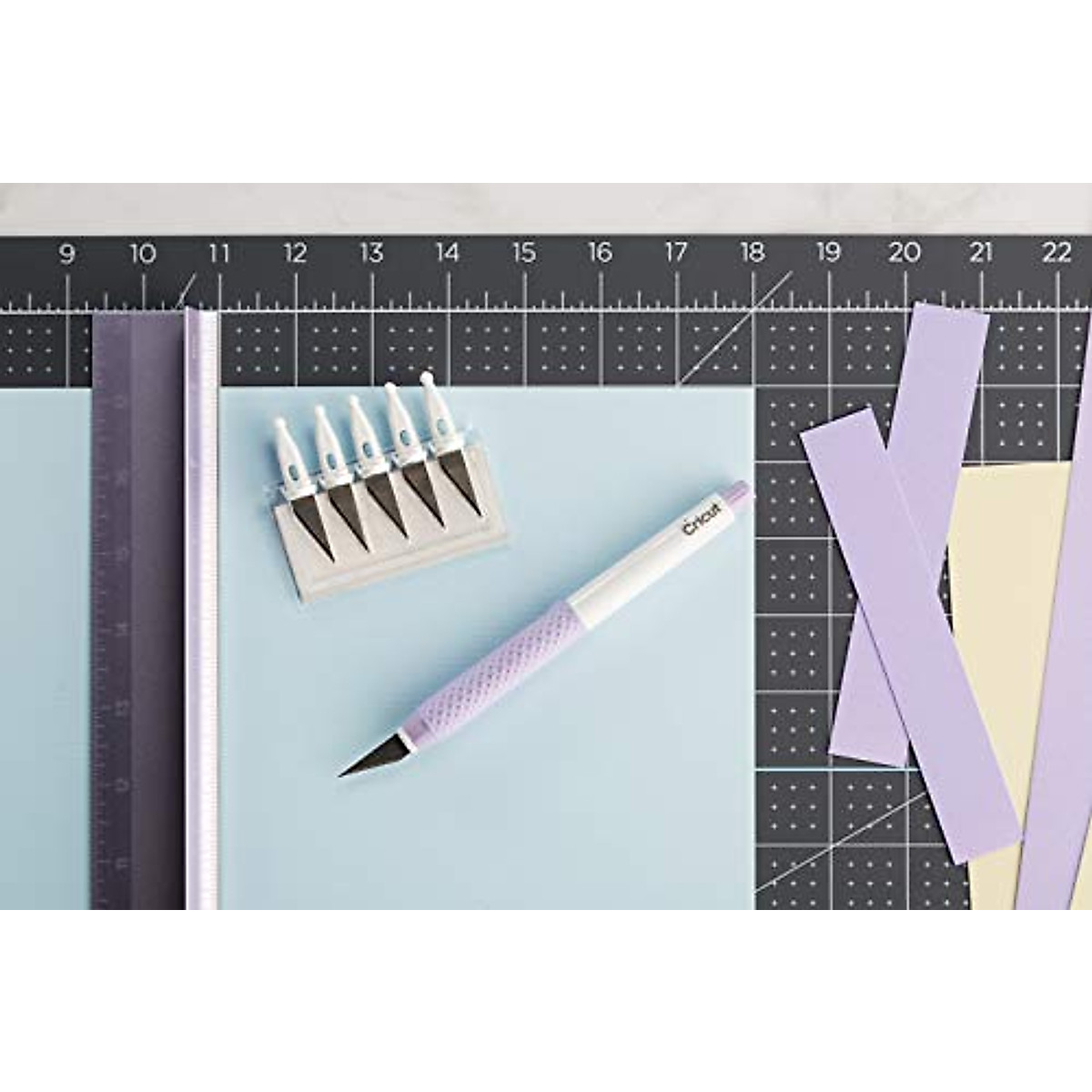 Cricut Metal Ruler - Safety Cutting Ruler for Use with Rotary Cutters, Cricut TrueControl knife, Xacto knife - Great For Quilting, Scrapbooking, Crafting and Paper Cutting - 18", [Lilac]