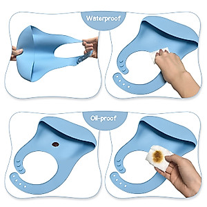 Silicone Baby Bibs Baby Feeding Set 3 Pcs & 2 Pcs Baby Spoons Silicone Bibs for Baby Girl Boy Adjustable Baby Essentials Newborn Toddler Utensils Food Grade Feeding Bibs Baby Stuff Spoon Baby Gifts