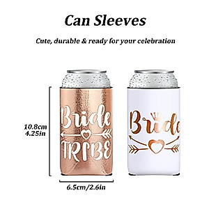 Bachelorette Party Decorations-1 White Bride Wedding Can Cooler and 10 Rose Gold Bride Tribe Can Coolers Bachelorette Party Supplies for Wedding,Bridal Shower Party, Bride Tribe Gifts (11pcs)