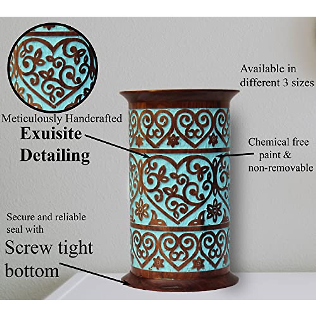 Wooden cremation urn(customized) | urns for ashes | cremation box | carving wooden urn | wooden urn for human ashes | wooden urn | carved boxes (Medium- with text)