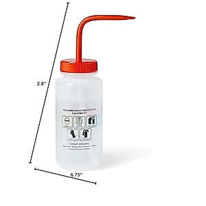 United Scientific™ UniSafe™ Leakproof Laboratory Grade Wide Mouth LDPE Vented Chemical Wash Bottle, Acetone, 500mL (16oz), 4-Color, Pack of 6