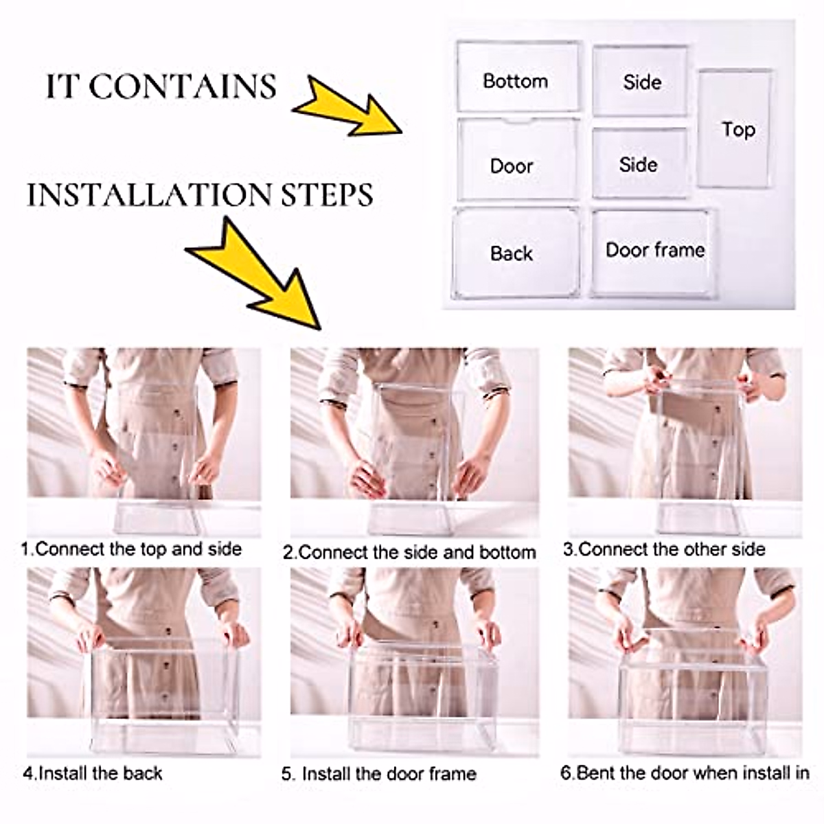 Attelite Plastic Purse and Handbag Storage Organizer for Closet, Clear Acrylic Display Case with Magnetic Door for Wallet, Book, Cosmetic, Toys, Clutch Organization 3 Pack