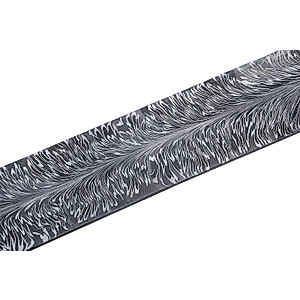 JNR Traders Damascus BIllet Blank - Flat Bar Stock- Knife Making Supplies, 12 Inch Forged Feather Damascus Billet, 5mm Thick 3008