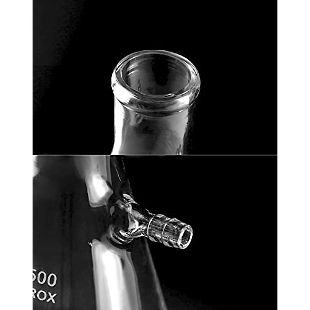 QWORK Filtering Flask with Upper Tubulation, 500ml Heavy Duty Borosilicate Glass Conical Shape Filtering Flask Narrow Mouth and Top Finish with Integral Side Arm, Single