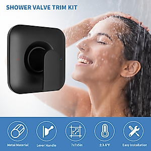 Replacement for Moen T2471BL, Shower Valve Trim Kit, Modern Shower Trim Bathroom Shower Lever Handle, Matte Black Shower Trim Kit Shower Handle, 7x7x5in
