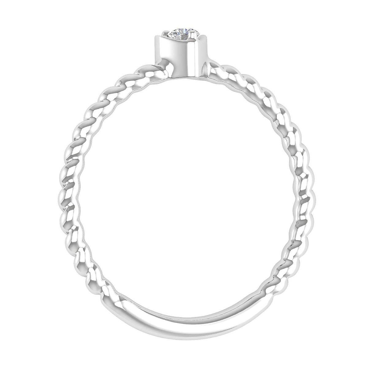 FINEROCK 0.05 cttw Diamond Promise Ring Band in 10K White Gold - IGI Certified (Ring Size 4) (I1-I2 Clarity)