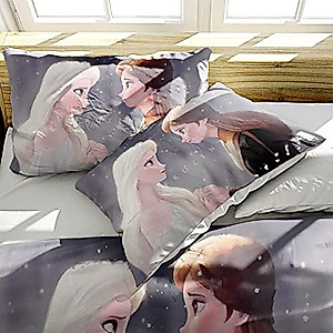 AKARDO Elsa Ice Princess Queen Anime Duvet Covers Soft Microfiber Washed Duvet Cover Set 3 Pieces with Zipper Closure,Beding Set (12,Twin (68"x86"))