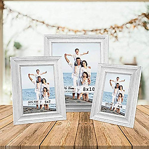 LaVie Home 5x7 Picture Frames (1 Pack, Distressed White) Rustic Photo Frame Set with High Definition Glass for Wall Mount & Table Top Display