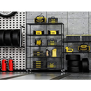 5 Tier NSF Metal Shelf Wire Shelving Unit, 7500lbs Capacity Heavy Duty Adjustable Storage Rack with Wheels & Shelf Liners for Commercial Grade Utility Steel Storage Rack , 82"H x 60"L x 24"D - Black