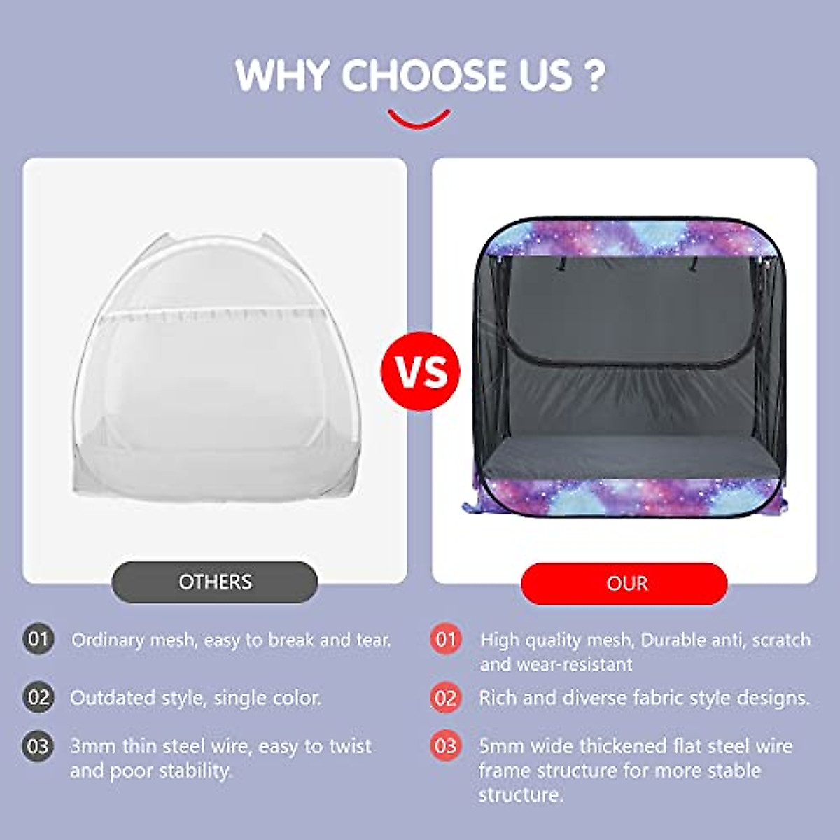 Porayhut Portable Baby Crib Net Safety Mesh Tent,Pop up Infant Mosquito Net, See Through Canopy Netting Cover for Baby&Toddler to Keep Baby from Climbing Out.