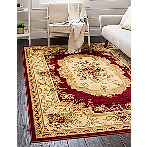 Unique Loom Versailles Collection Traditional Classic Floral Motif Area Rug (8' 0 x 10' 0 Rectangular, Burgundy/ Ivory)