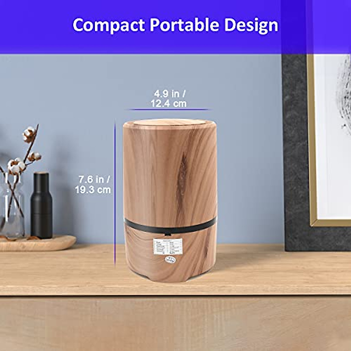 WSTA Air Purifier with Hepa Filter,Portable Small Air Purifiers for Home,Smokers,Smoke,Dust,Desktop Air Cleaner with Night Light
