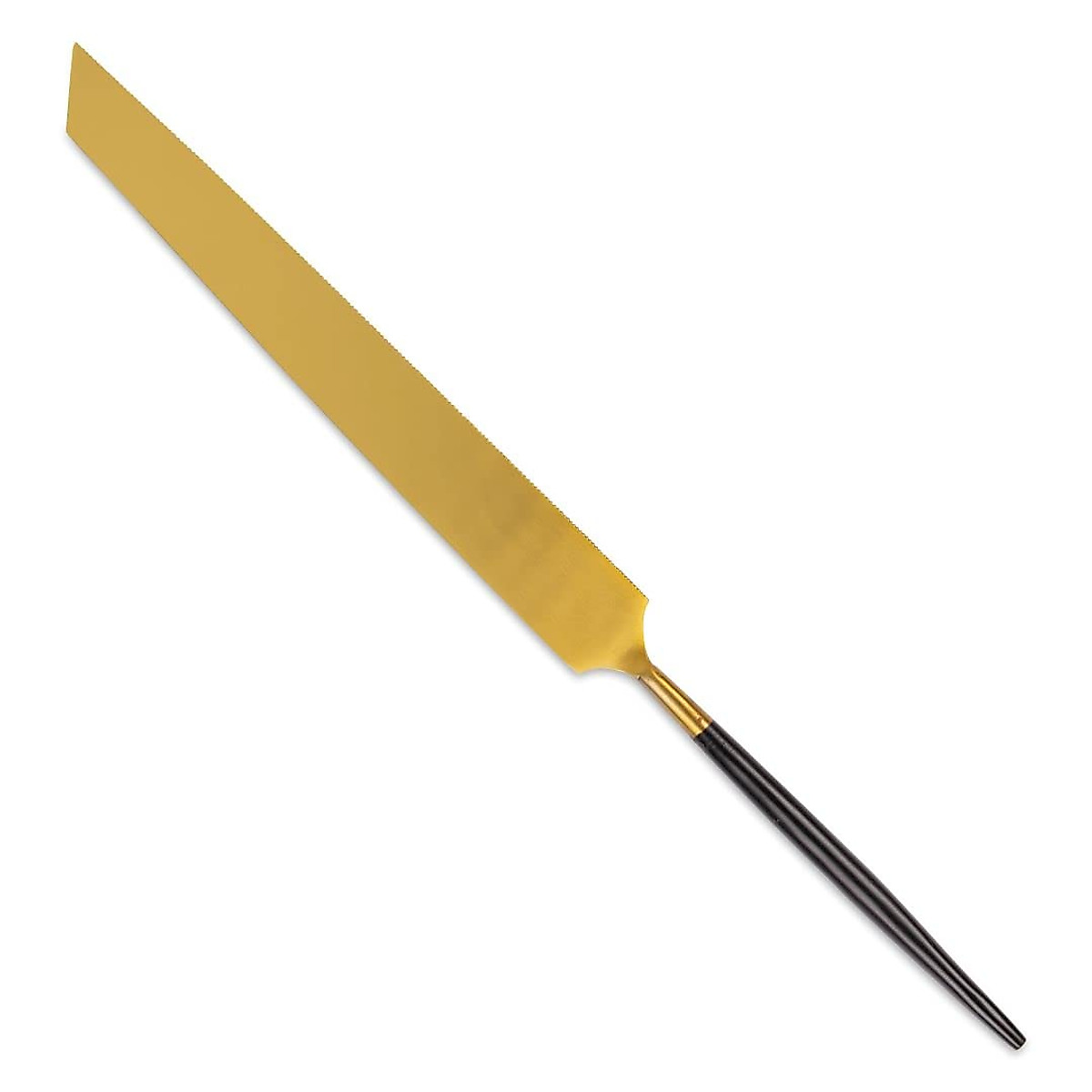 Koyal Wholesale Modern Wedding Cake Knife and Server Set, Minimalist Cake Cutting Set for Wedding, Anniversary, Birthday, Baby Shower, Cake Pie Pastry Servers (Gold/Black)