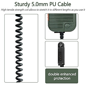 BAOFENG Tactical Speaker Microphone Handheld Remote Dual PTT Volume Adjustable Shoulder Mic UV-9R Plus UV-9RPRO GMRS-9R UV-9G GT-3WP BF-9700 Ham Waterproof Two Way Radio