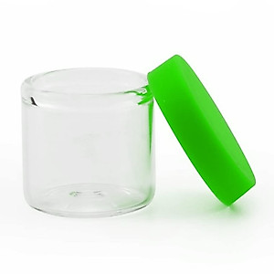 BananaOG Concentrate Dab Containers Glass Jar with Silicone Lid, 6ml Round, 100 pack, Green