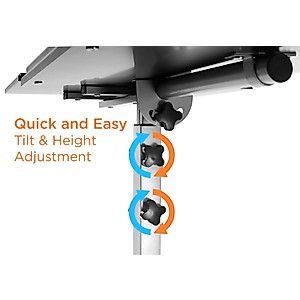 Mount-It! Rolling Laptop Tray and Projector Cart, Height Adjustable Presentation Cart with Wheels | Overbed Table with Tilting Tabletop (MI-7945)