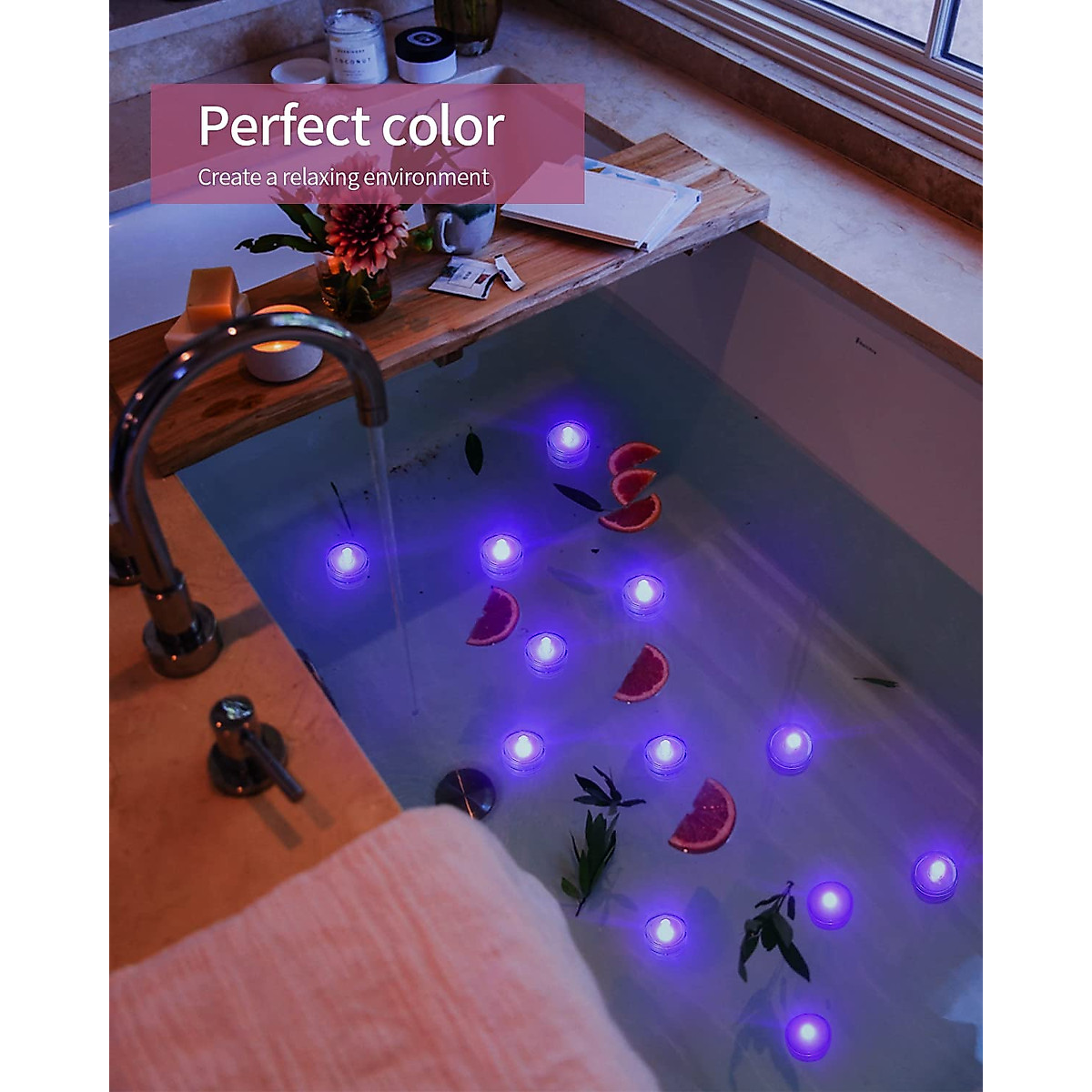 SHYMERY Submersible LED Light,Purple Waterproof Flameless Candle Tea Lights,Underwater Battery Operated Seasonal Festival Celebration Light for Table,Wedding Centerpieces, Party,Pack of 12