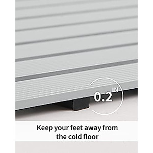 Shower-Mat Non Slip, PADOOR Heavy Duty Bathtub-Mat Curlable Quick Drain Sturdy Bath Tub Mat Without Suction Cups for Indoor Outdoor Use 17x26 Inch Grey