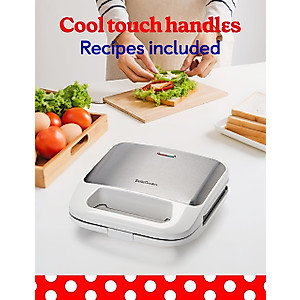 Betty Crocker 3-in-1 Indoor Grill, Sandwich/Panini Press & Waffle Maker Plus, Electric Grill Indoor with Interchangeable Non-Stick Plates, 750 Watts, BC-4965W, White