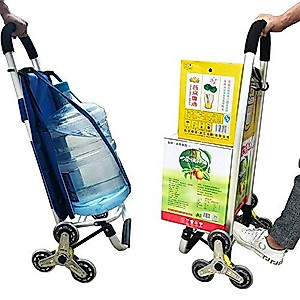 HIZLJJ Upgraded Folding Shopping Cart Stair Climbing Cart with Quiet Rubber Tri-Wheels Grocery Utility Cart with Wheel Bearings & Platform for Laundry Basket Loading