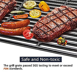 Hongso Grill Grates, Heat Plates, Heat Plate Brackets & Burner Hanger Brackets (Mounting Screws Included) Bundle for Chargriller 5650, Chargriller 5050 Duo, Chargriller 3001 Grills