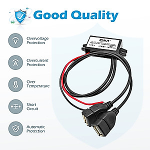 2-Pack 12V to 5V USB, Aideepen DC 12V 20V to 5V USB Adapter DC 12v to USB DC Buck Converter Module DC to DC Car Power Converter(Dual USB)