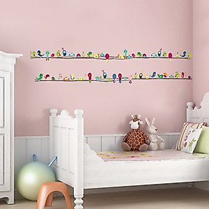 DecalMile Colourful Cute Birds Wall Sticker Removable Vinyl Wall Sticker Wall Pictures for Bedroom Living Room Office