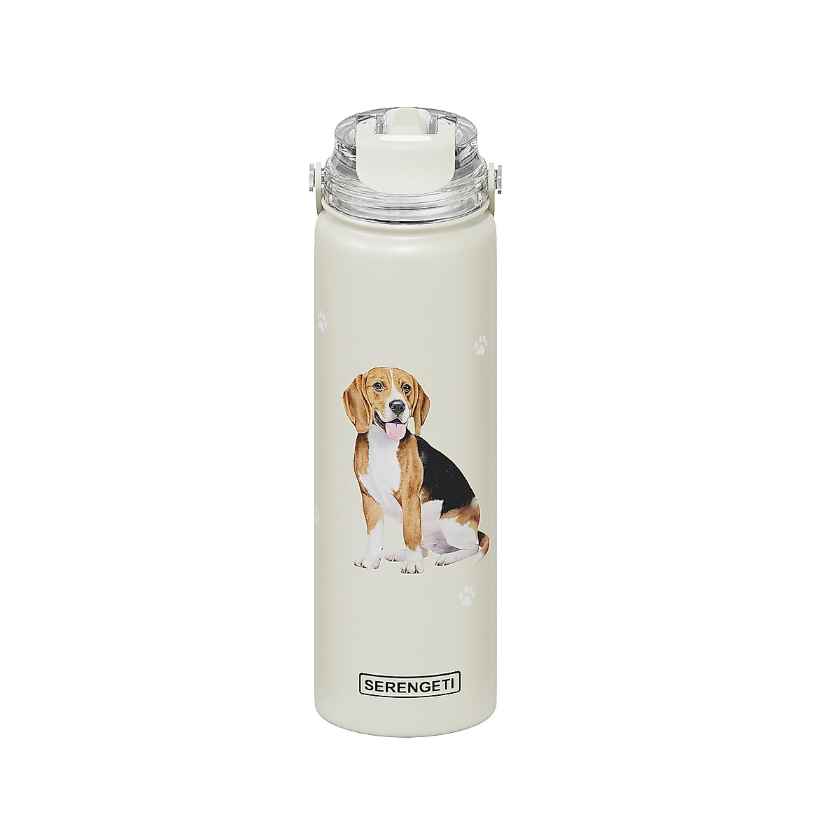 Stainless Steel Water Bottle 24 Oz. with Spill Proof detachable straw - Double walled Vacuum Insulated water flask - Realistic 3D Print - SERENGETI waterbottle (Beagle)