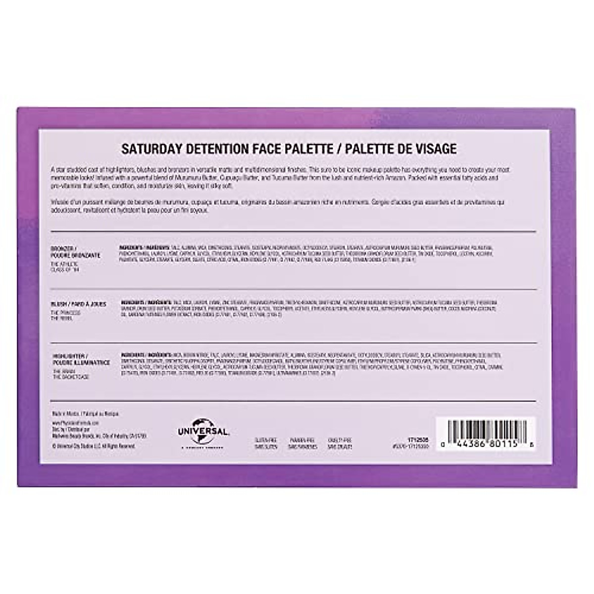 Physicians Formula The Breakfast Club Collection Murumuru Butter Bronzer, Blush, Highlighter Face Powder Makeup, Saturday Detention Face Palette Volume 2