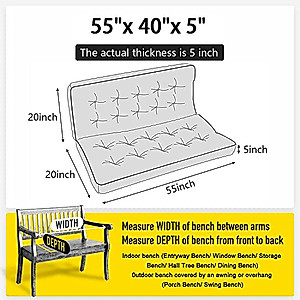 Rlosqvee Porch Swing Cushions, Waterproof Bench Cushion 2-3 Seater Patio Swing Cushions Replacement for Outdoor Furniture (Khaki 55"x40")