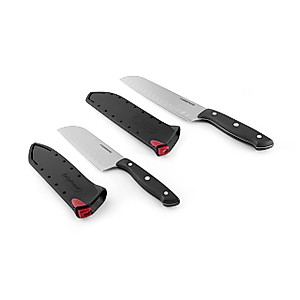 Farberware Edgekeeper Self-Sharpening Triple Riveted Santoku Knife Set, 4-Piece, Black