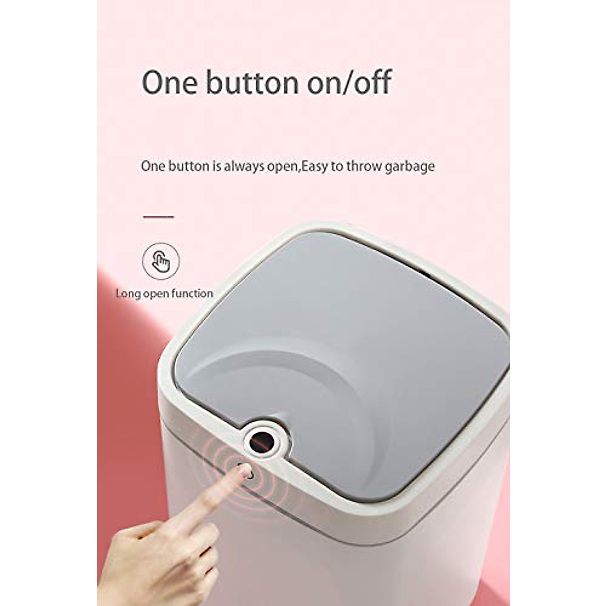 KAMILLEE Sensor Trash Can Automatic Trash Can Garbage Can 4.7 Gallon Metal Touchless Automatic Pearl White Waste Bin for Office Bathroom