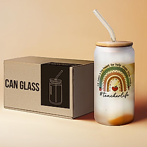 Teacher Appreciation Gifts - Gifts for Teachers Women - Teachers Appreciation Gifts - Thank You Teacher Gifts for Women - Back To School Teacher Gifts, Teacher Birthday Gifts - 16 Oz Teacher Can Glass