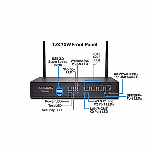 SonicWall TZ470 Wireless AC Network Security Appliance (02-SSC-2831) Bundled with a SonicWall 1 Year 8x5 Support for TZ470W (02-SSC-6499)