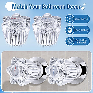 Enhon Shower Knob Replacement, Compatible with Pfister Contessa and Windsor Tub and Shower Faucets, 2 Piece Hot and Cold Faucet Handle Replacement, Newer Style, Clear Acrylic