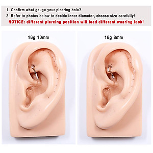 FANSING 18g Cartilage Earring Hoop Silver 18 Gauge Daith Earrings for Women 18 Gauge Earrings for Rook Piercing Jewelry Surgical Steel Helix Earring 8mm Moon Piercing Earring